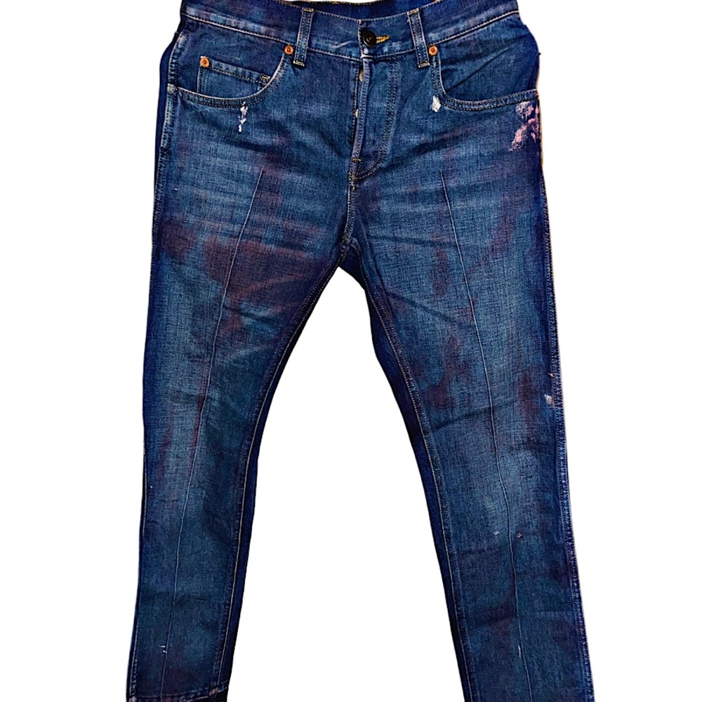 Authentic Gucci 17 Aw Paint Splatter Denim - Gem